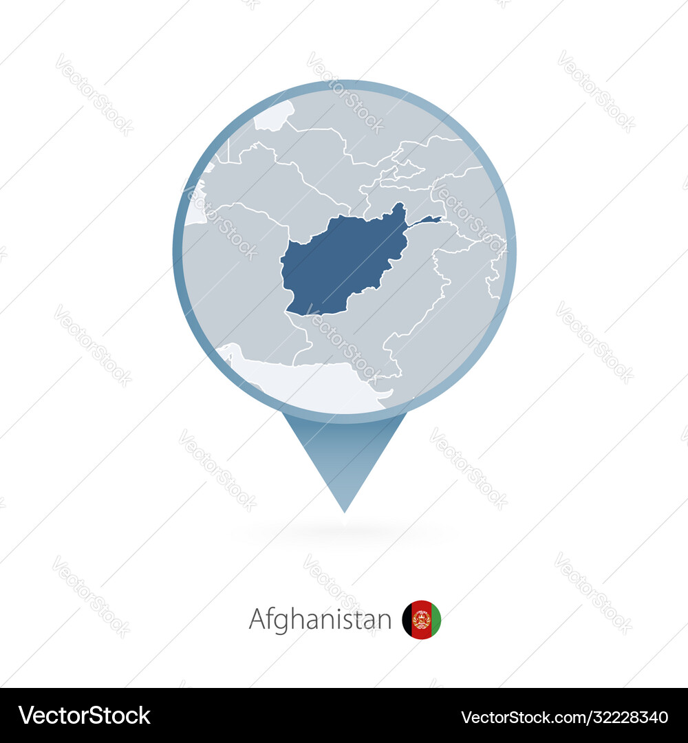 Map pin with detailed afghanistan Royalty Free Vector Image