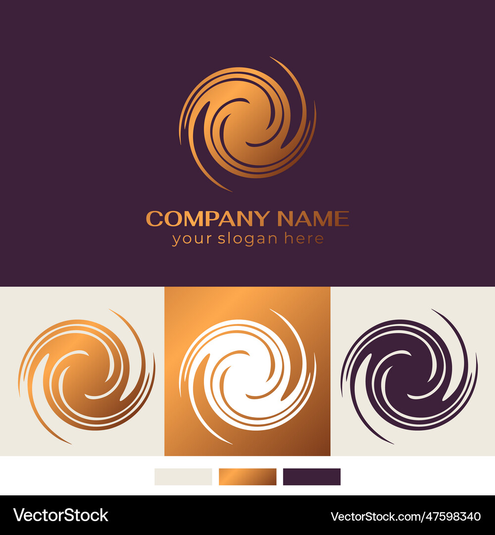 Round spiral logo swirling elegant waves Vector Image