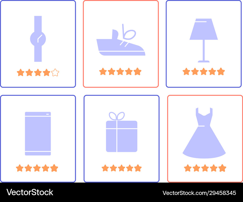 Cards with categories goods in online store Vector Image