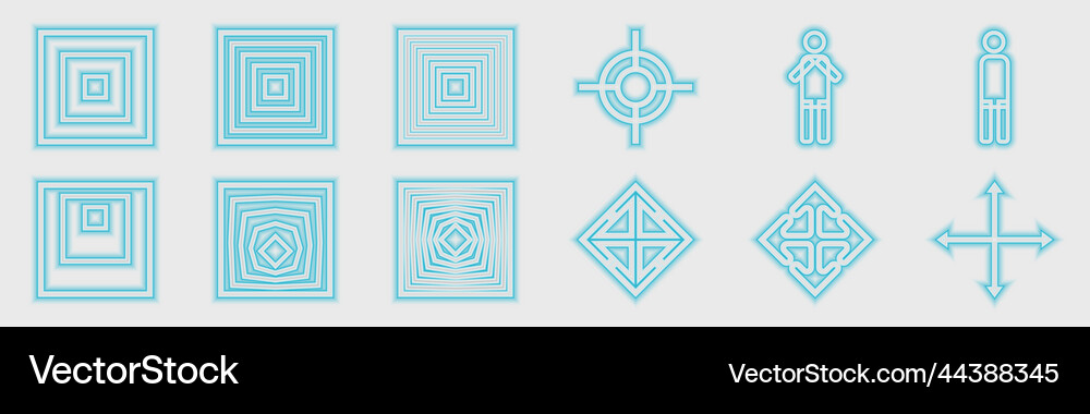 Collection of y2k elements trendy geometric Vector Image