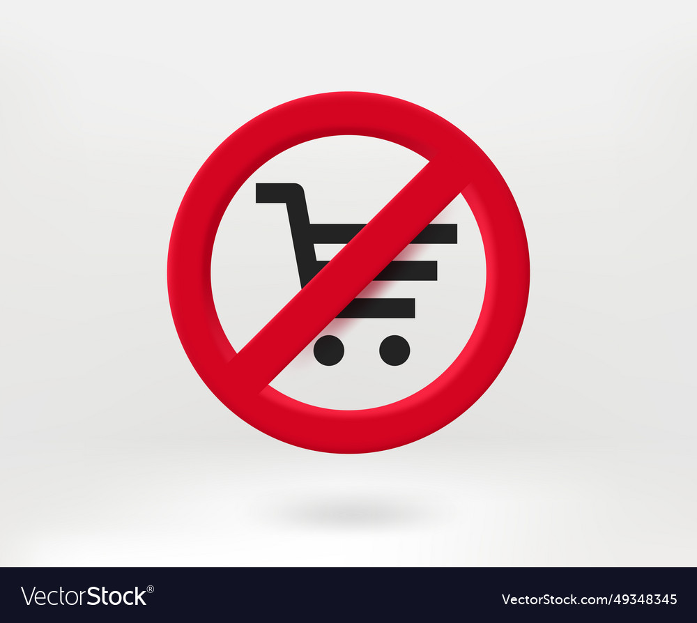 Do not buy now concept with shopping cart 3d Vector Image