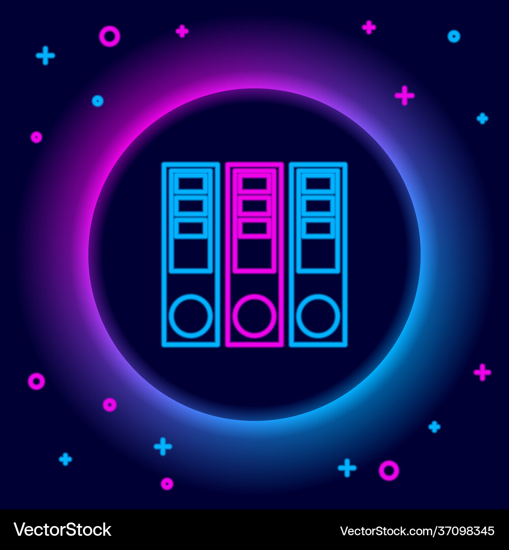 Glowing neon line office folders with papers Vector Image