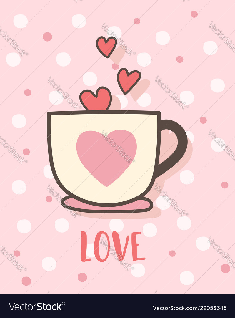 Happy valentines day with coffee cup love Vector Image