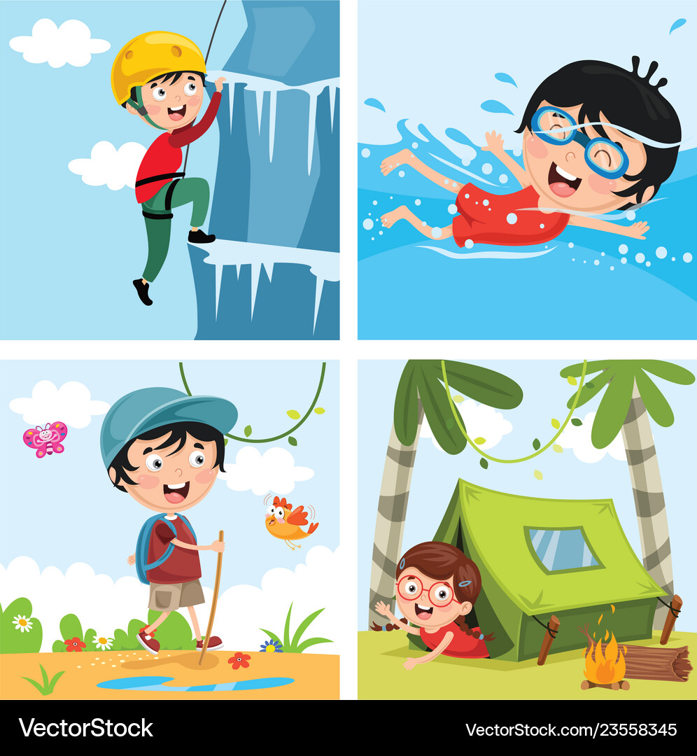 Kids at nature Royalty Free Vector Image - VectorStock