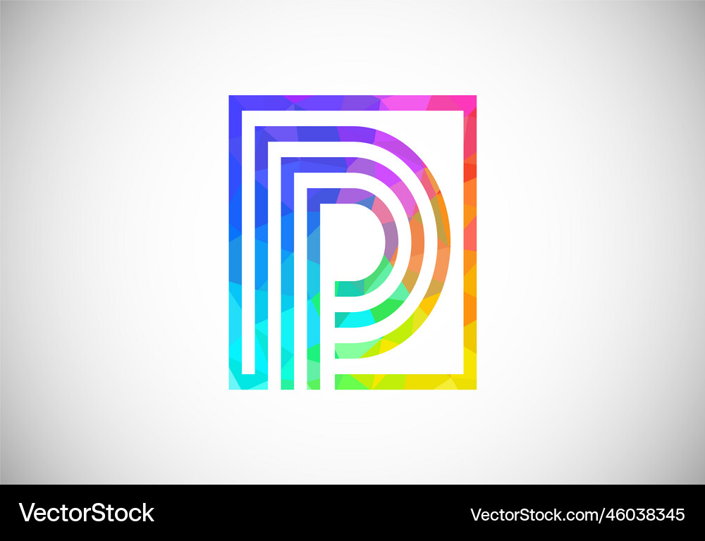 Low poly line letter p graphic alphabet symbol Vector Image