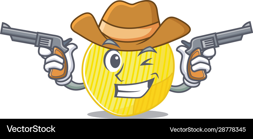 Potato chips dressed as a cowboy having guns Vector Image