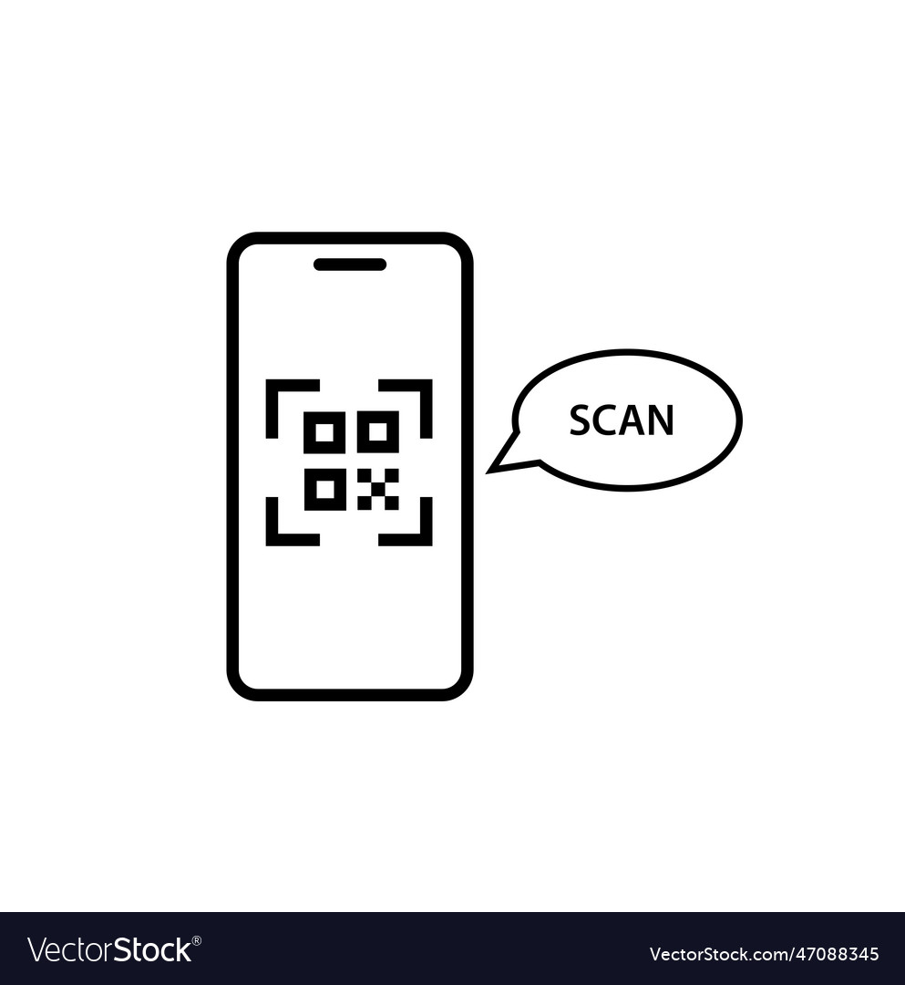 Qr code smartphone scanner linear Royalty Free Vector Image