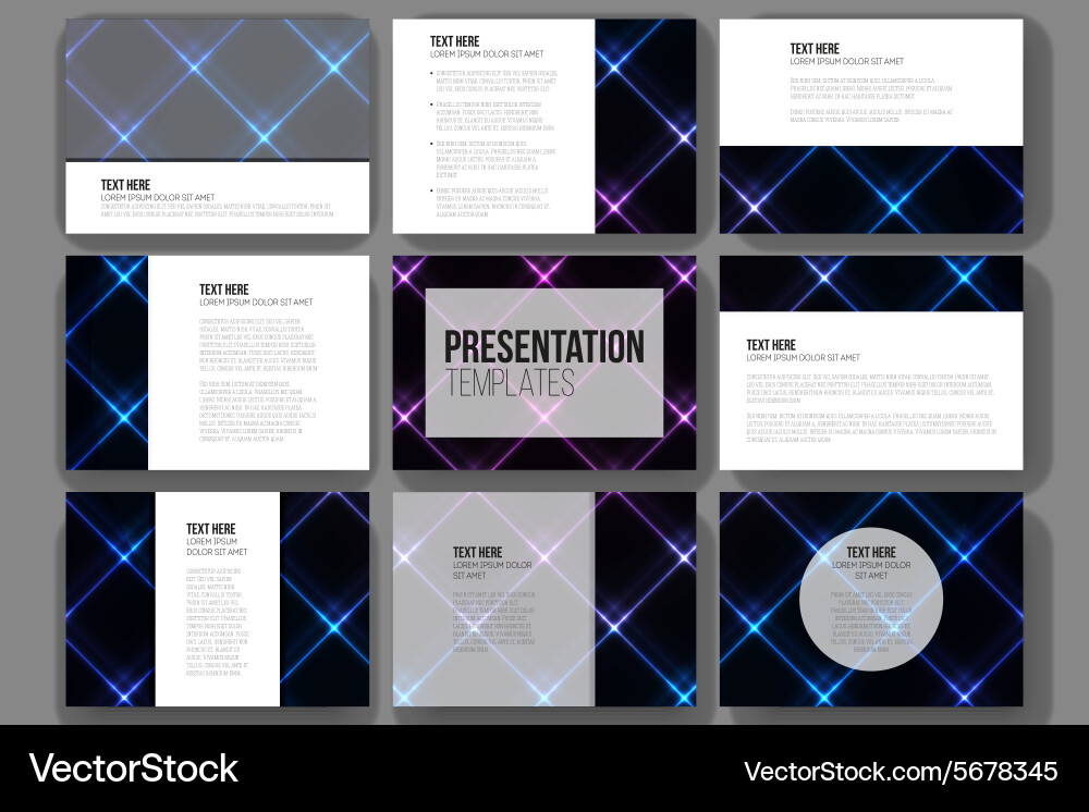 Set of 9 templates for presentation slides Vector Image