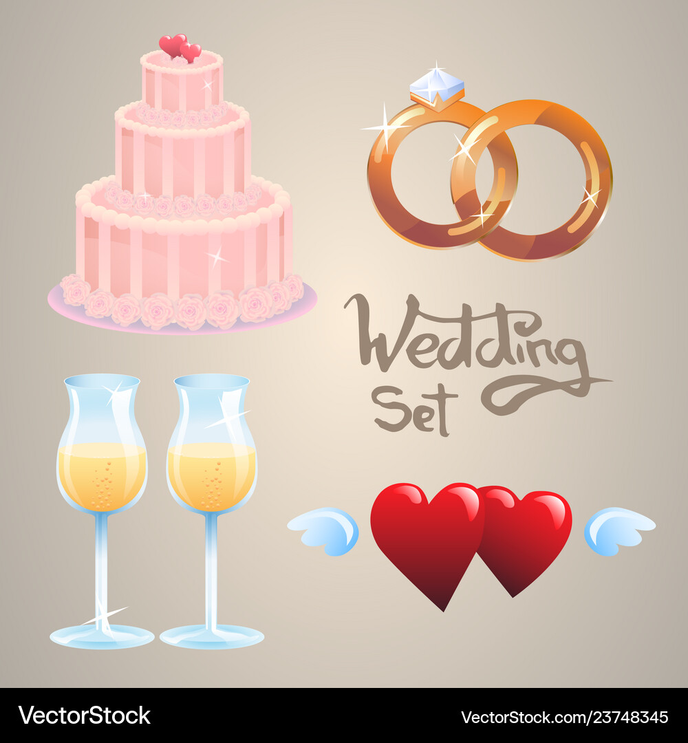 Set of wedding icons Royalty Free Vector Image