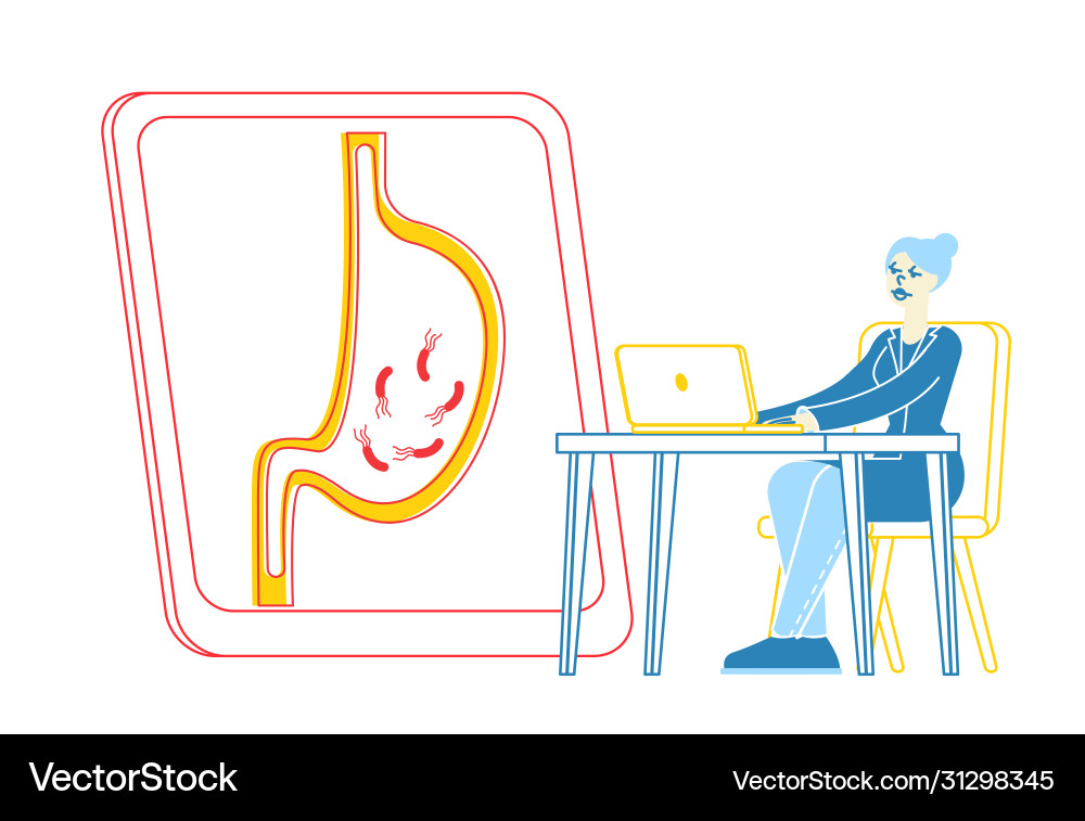 Tiny gastroenterologist female doctor character Vector Image