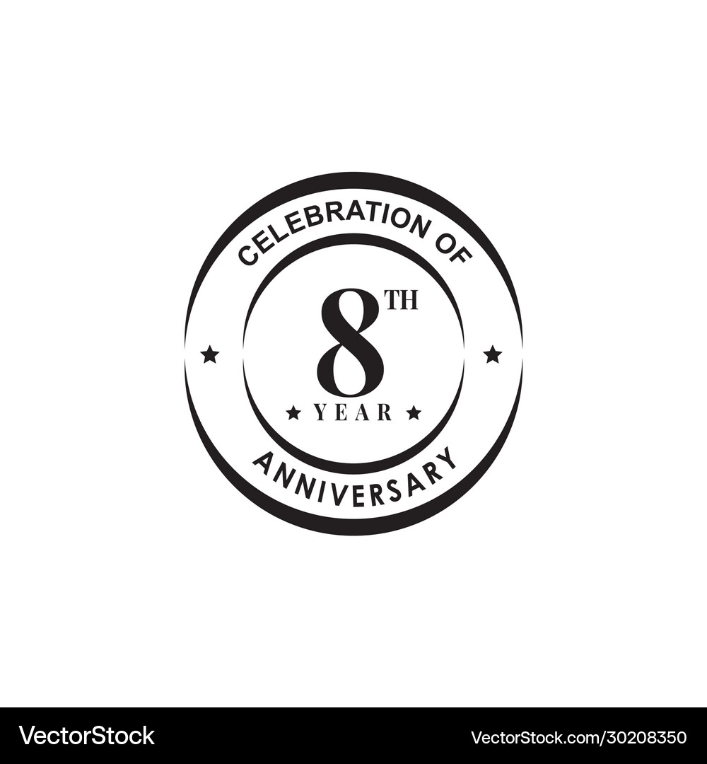 8th year anniversary emblem logo design template Vector Image