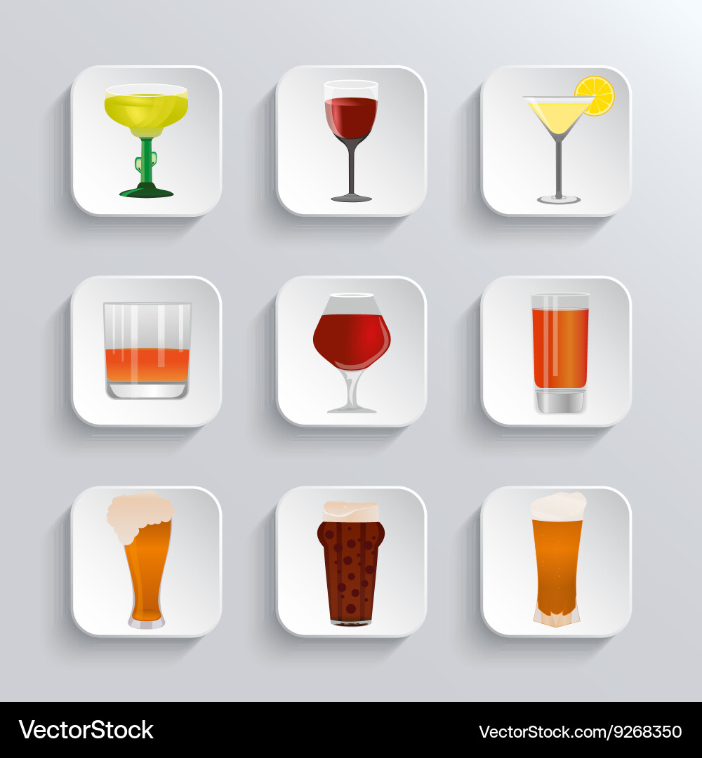 Alcohol and beer web icons set Royalty Free Vector Image