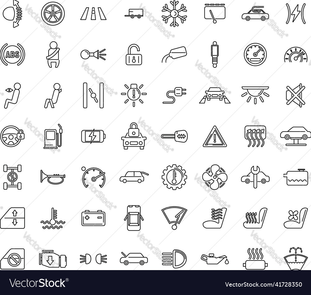 Car dashboard icons set outline Royalty Free Vector Image Car dashboard icons set outline Royalty Free Vector Image