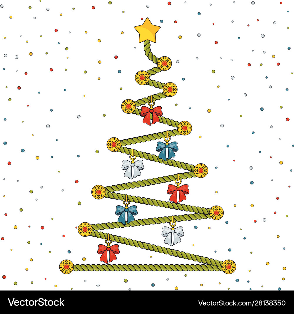 Christmas tree made cord and chains bows Vector Image