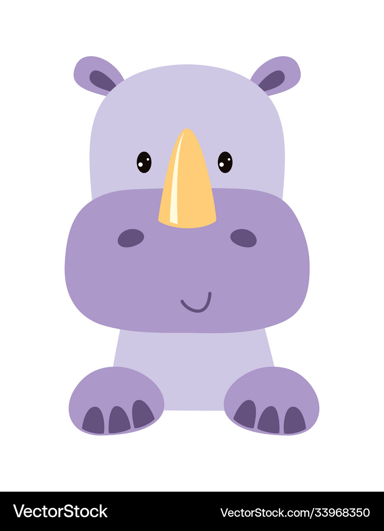 Cute rhino isolated on white Royalty Free Vector Image