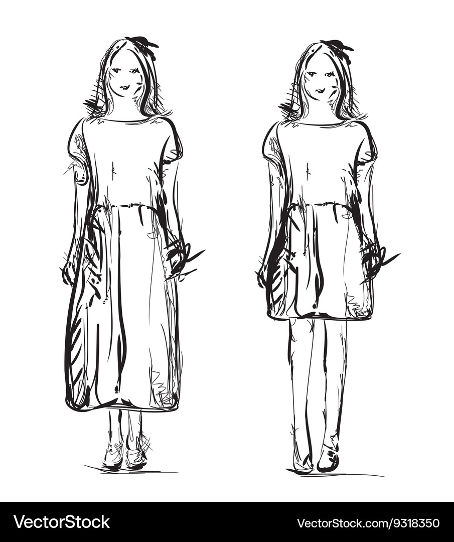 Fashion models sketch Royalty Free Vector Image