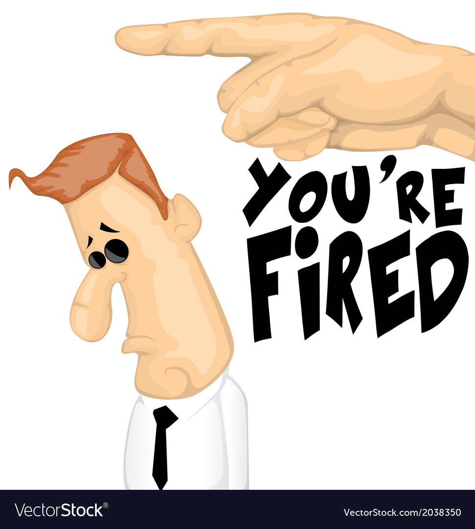 Fired cartoon character Royalty Free Vector Image Fired cartoon character Royalty Free Vector Image