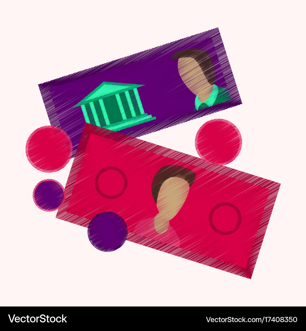 Flat shading style icon banknotes and coins Vector Image