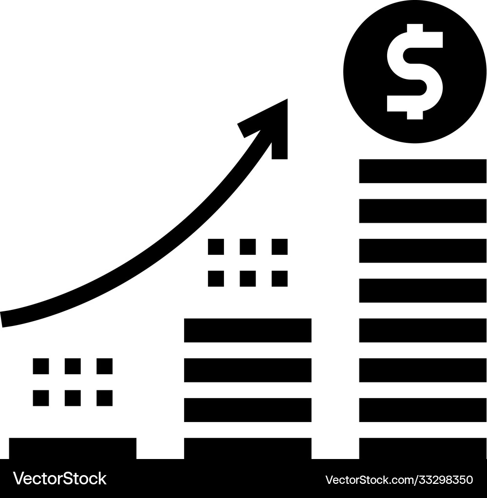 Growth coin heap glyph icon Royalty Free Vector Image
