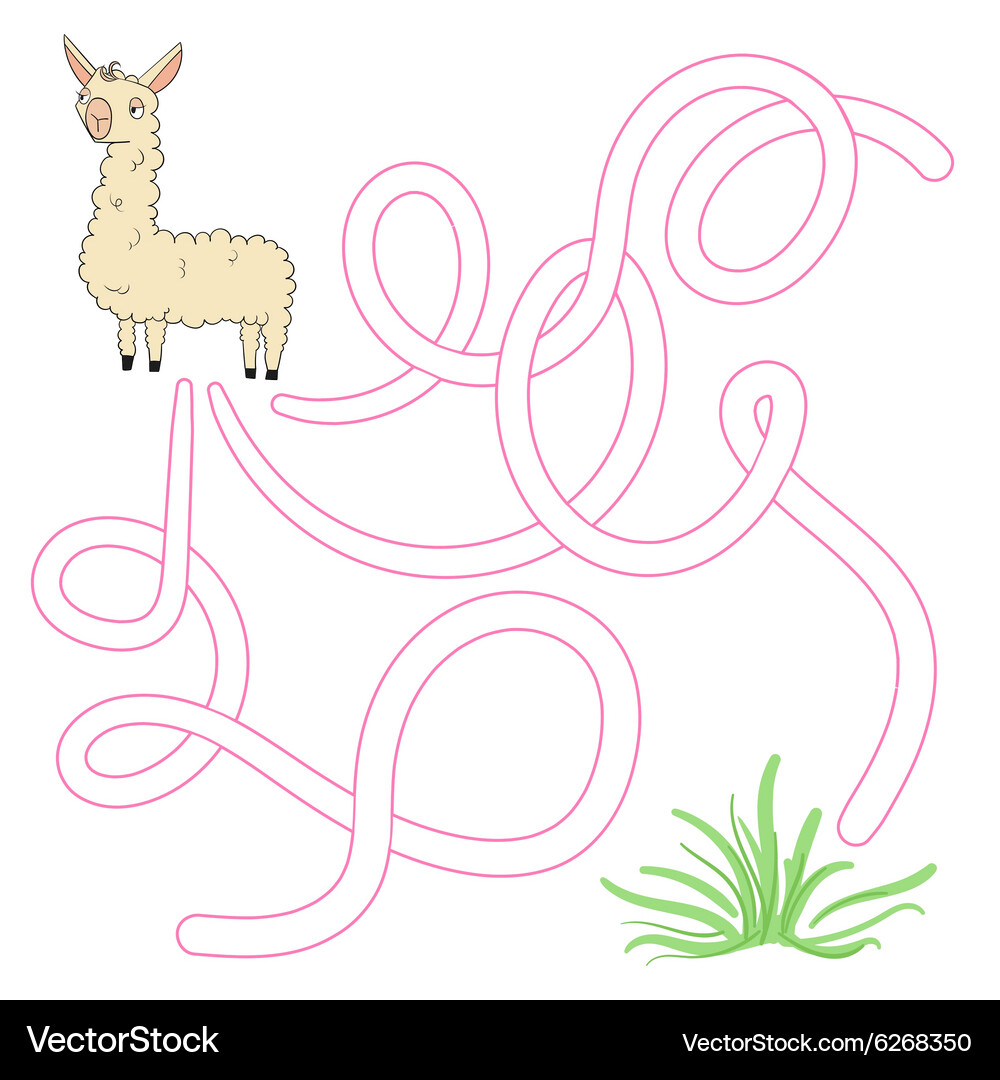 Layout for game labyrinth find a way lama Vector Image