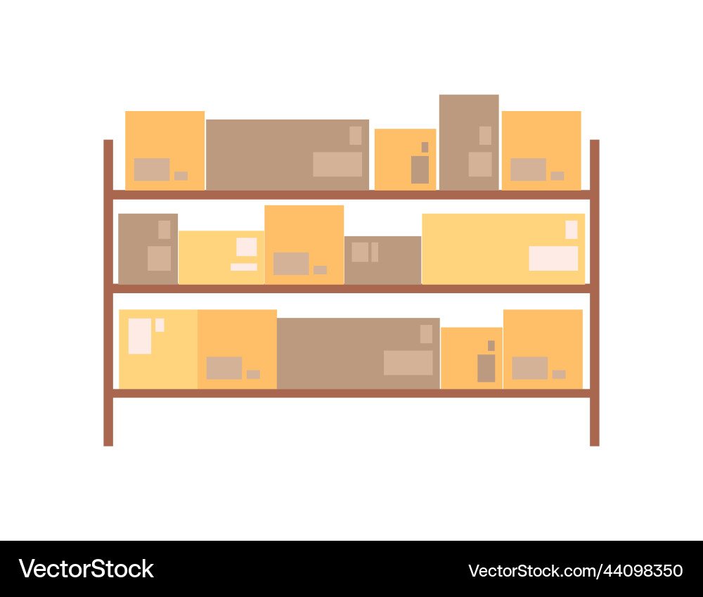Logistics warehouse shelves with parcels Vector Image