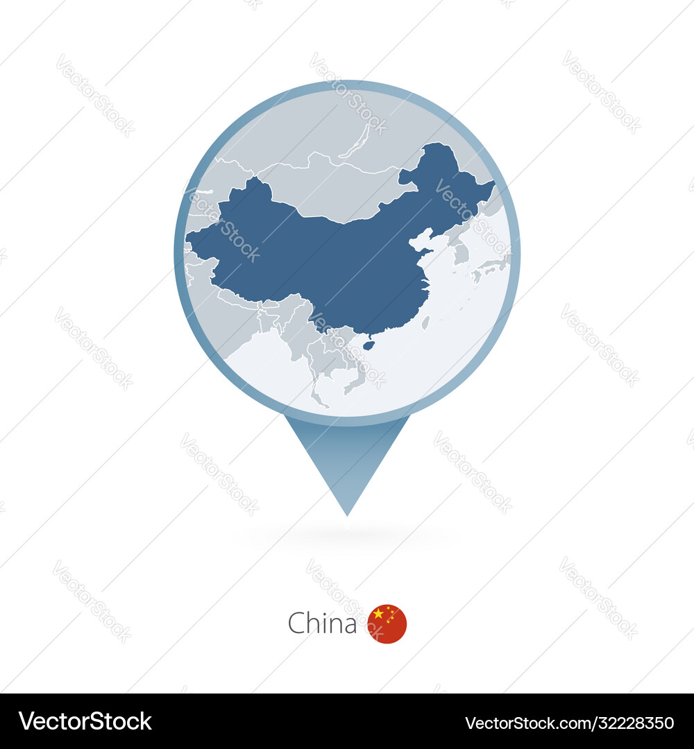 Map pin with detailed china Royalty Free Vector Image