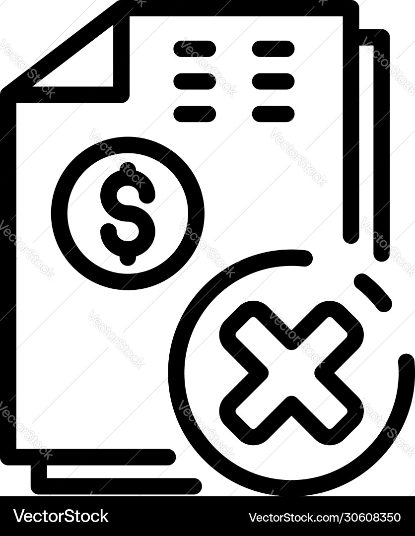 Money documents denied icon outline style Vector Image
