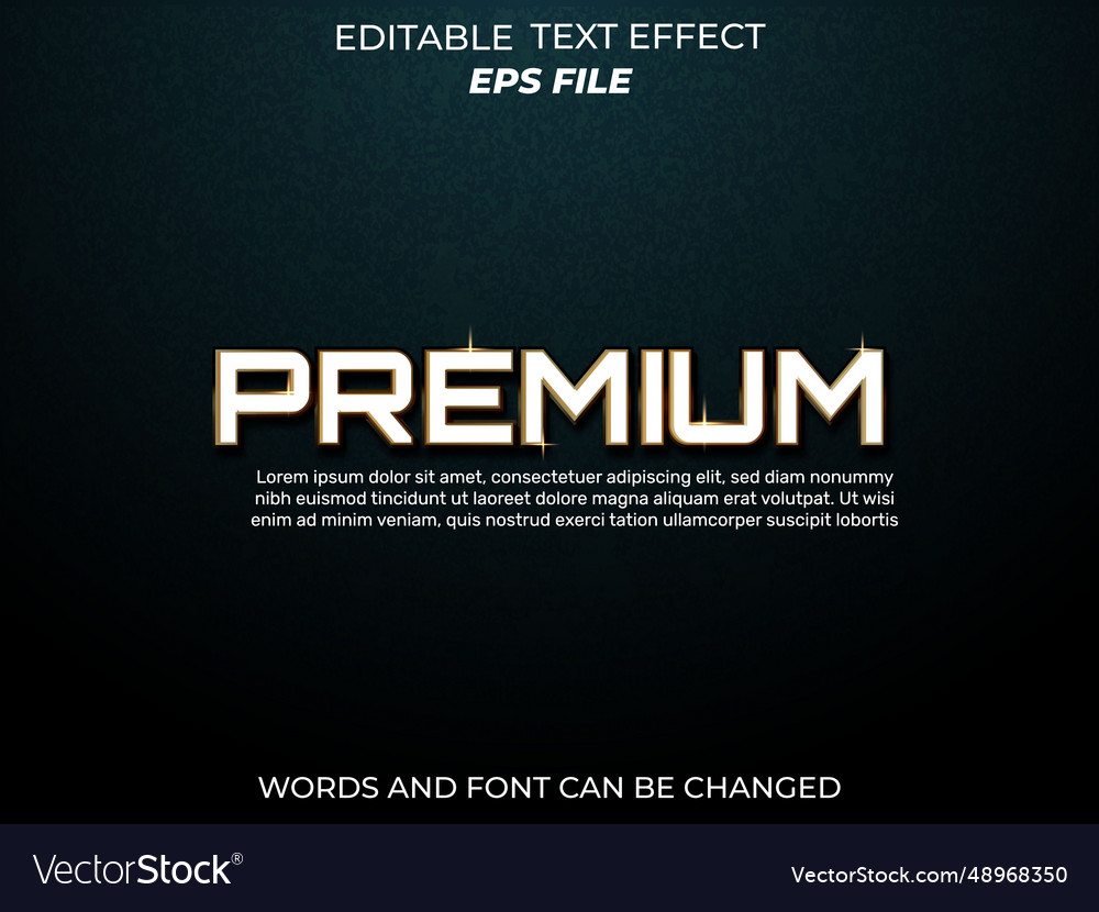 Premium text effect font editable typography 3d Vector Image