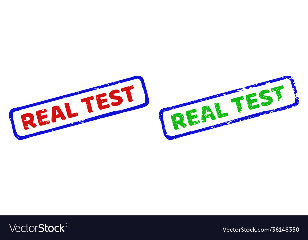 Real Test Bicolor Rough Rectangular Stamps Vector Image