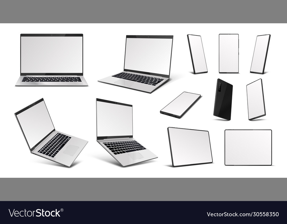 Realistic gadgets laptop tablet pc and mobile Vector Image