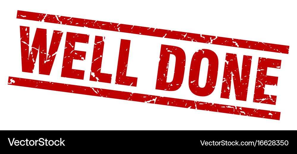 Square grunge red well done stamp Royalty Free Vector Image