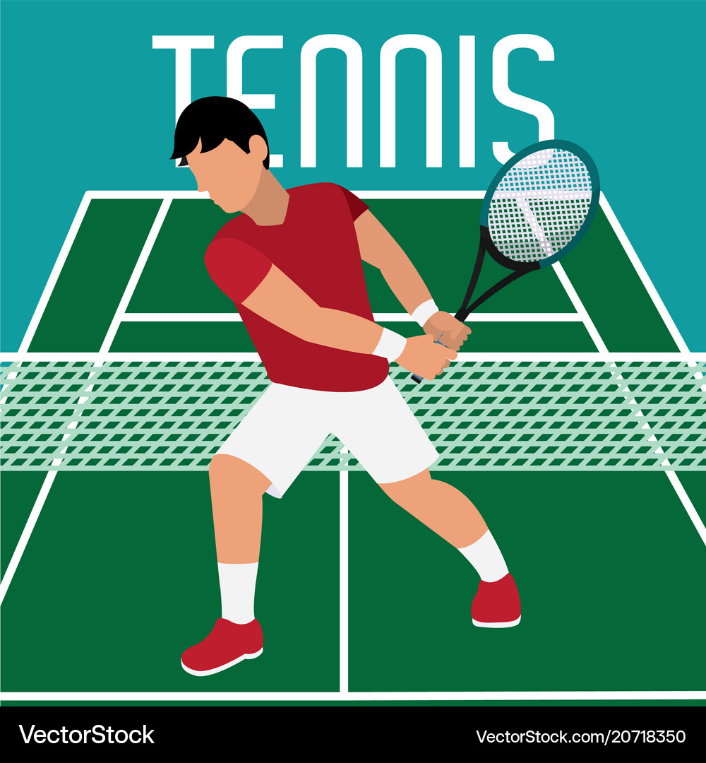Tennis player on field Royalty Free Vector Image