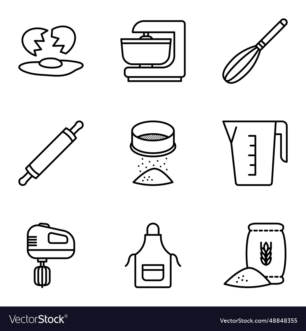 Baking editable stroke icon set Royalty Free Vector Image