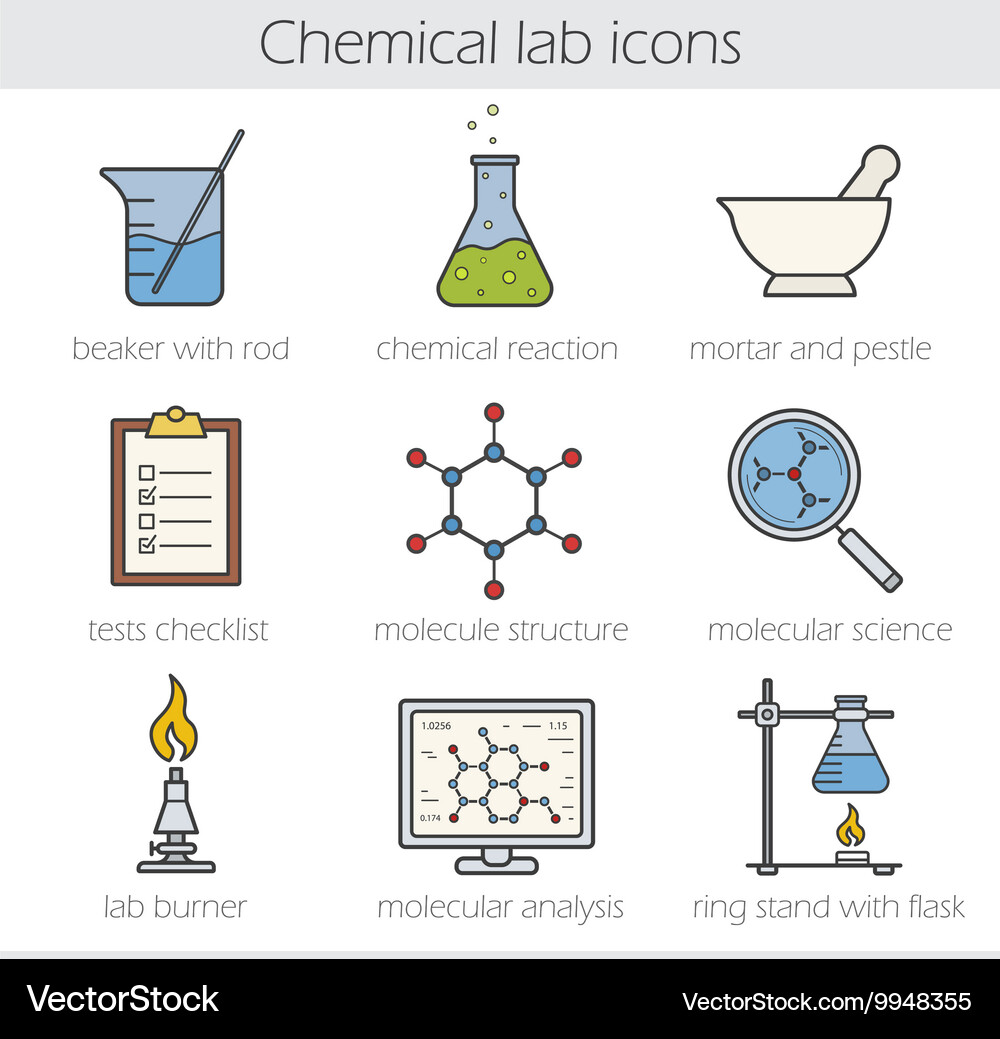 Chemical lab icons Royalty Free Vector Image - VectorStock