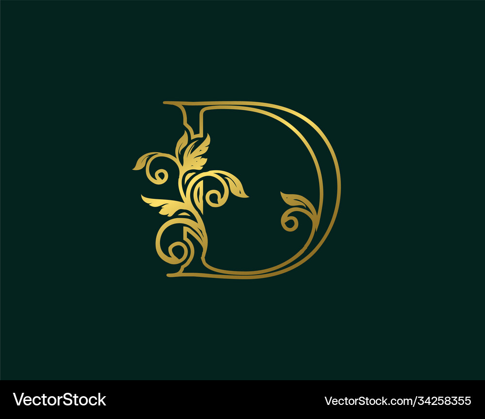 Gold d luxury logo icon classy letter design Vector Image