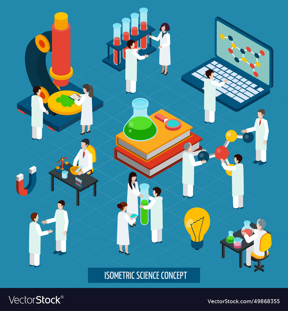 Science lab concept isometric composition banner Vector Image