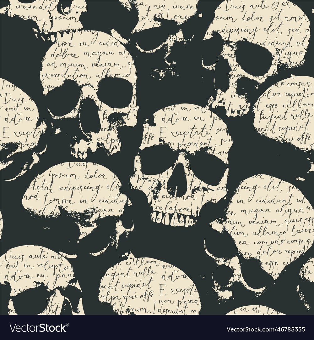 Seamless pattern with human skulls Royalty Free Vector Image