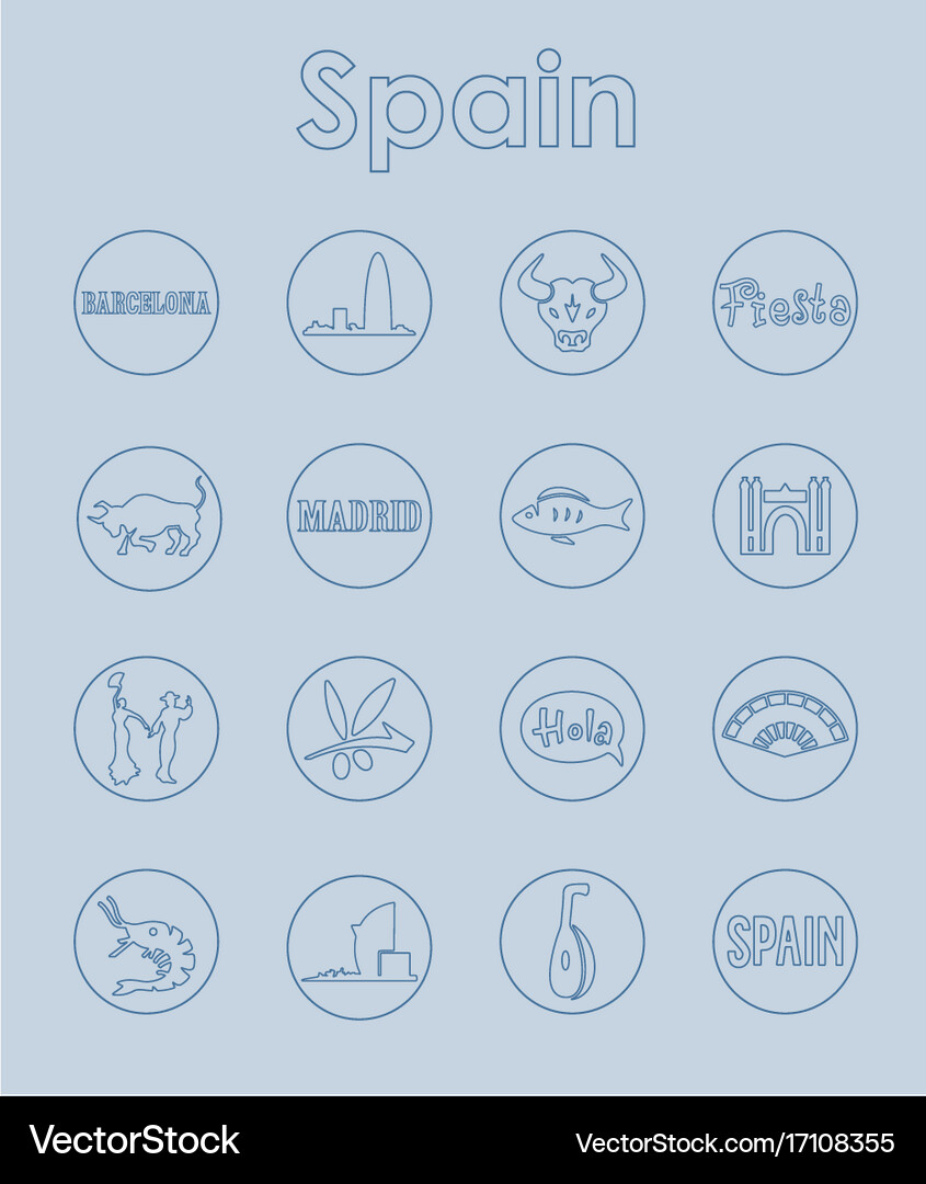 Set of spain simple icons Royalty Free Vector Image