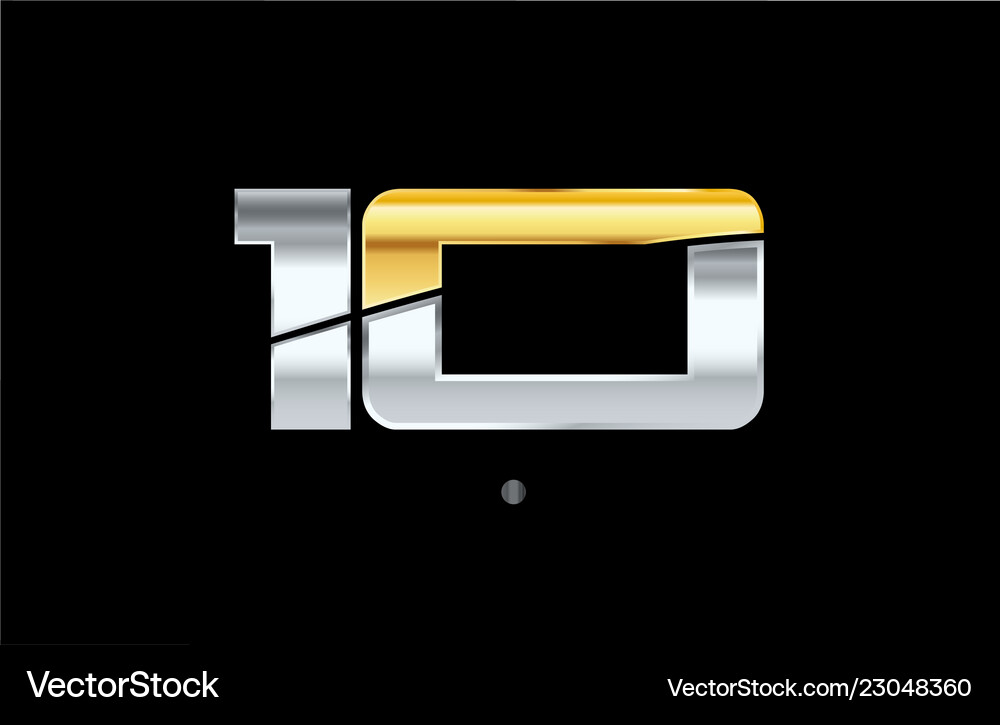 10 number silver gold logo icon design Royalty Free Vector