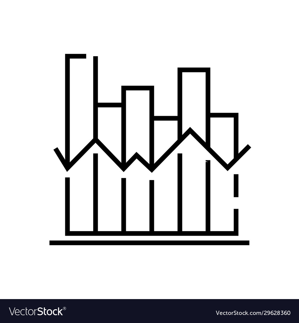 Business chart line icon concept sign outline Vector Image