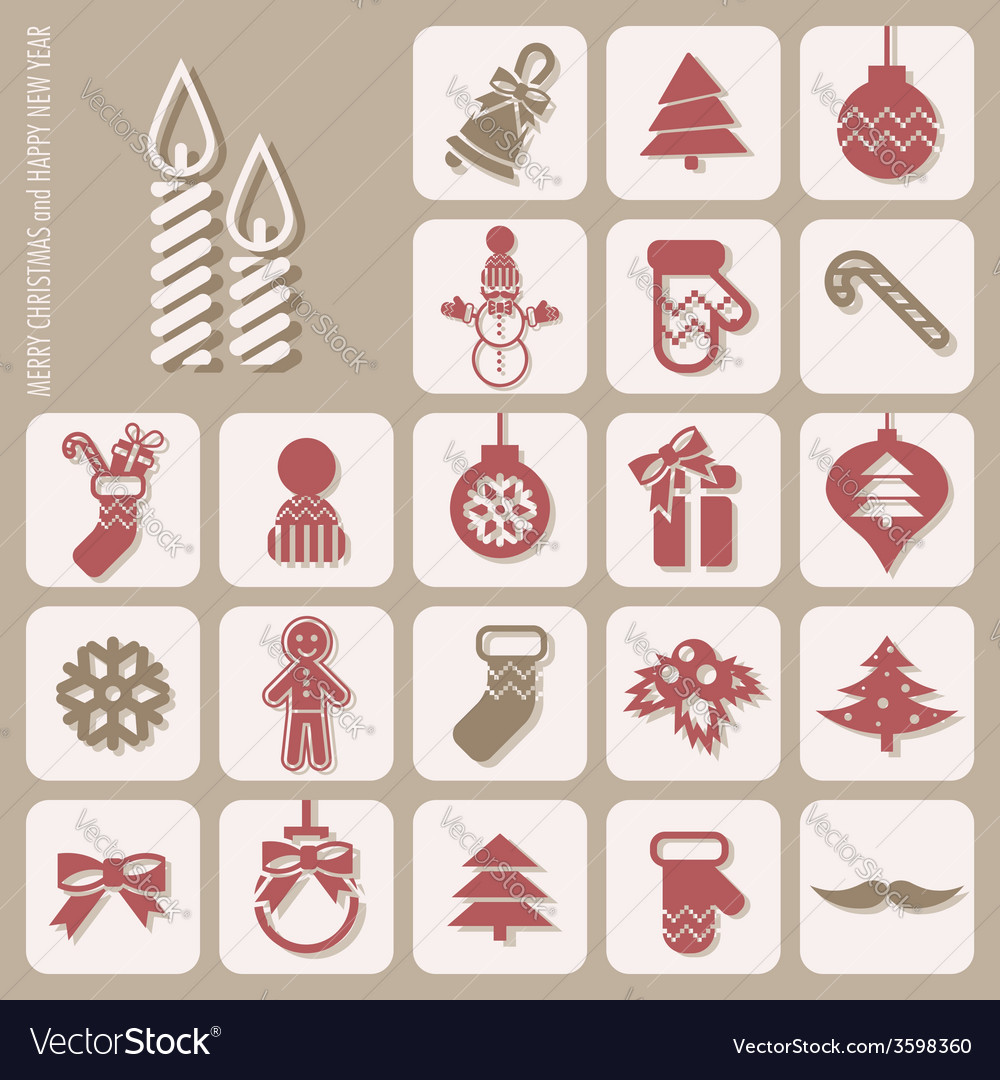 Christmas icons set Royalty Free Vector Image - VectorStock