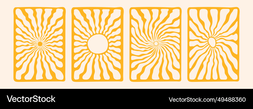Groovy retro abstract sun backgrounds organic Vector Image