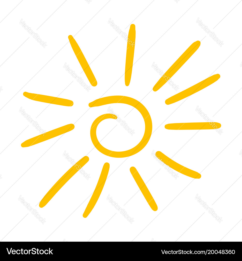 Hand drawn sun icon isolated on white background Vector Image
