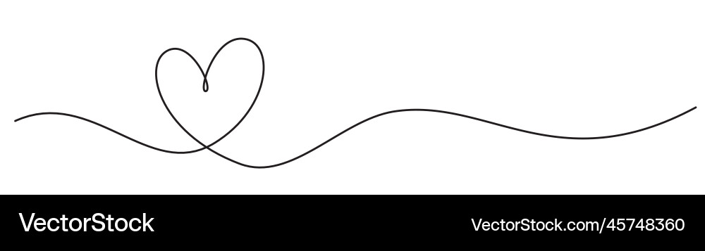 Heart line scribble drawing ribbon doodle sketch Vector Image