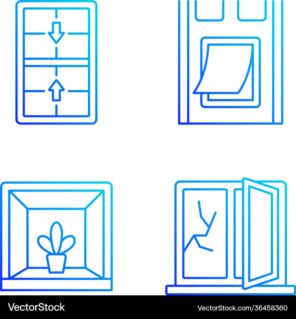Installing windows and doors rgb color icons set Vector Image