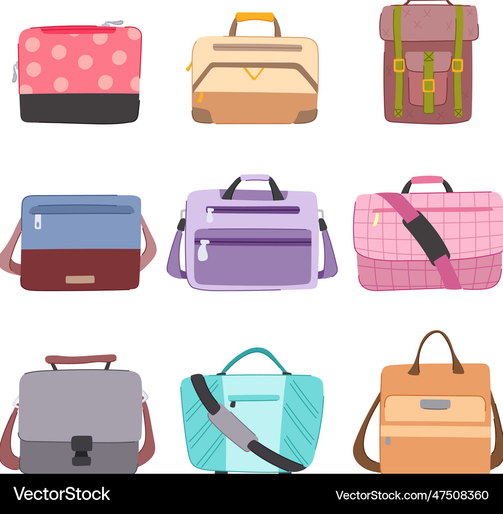 Laptop bag set cartoon Royalty Free Vector Image