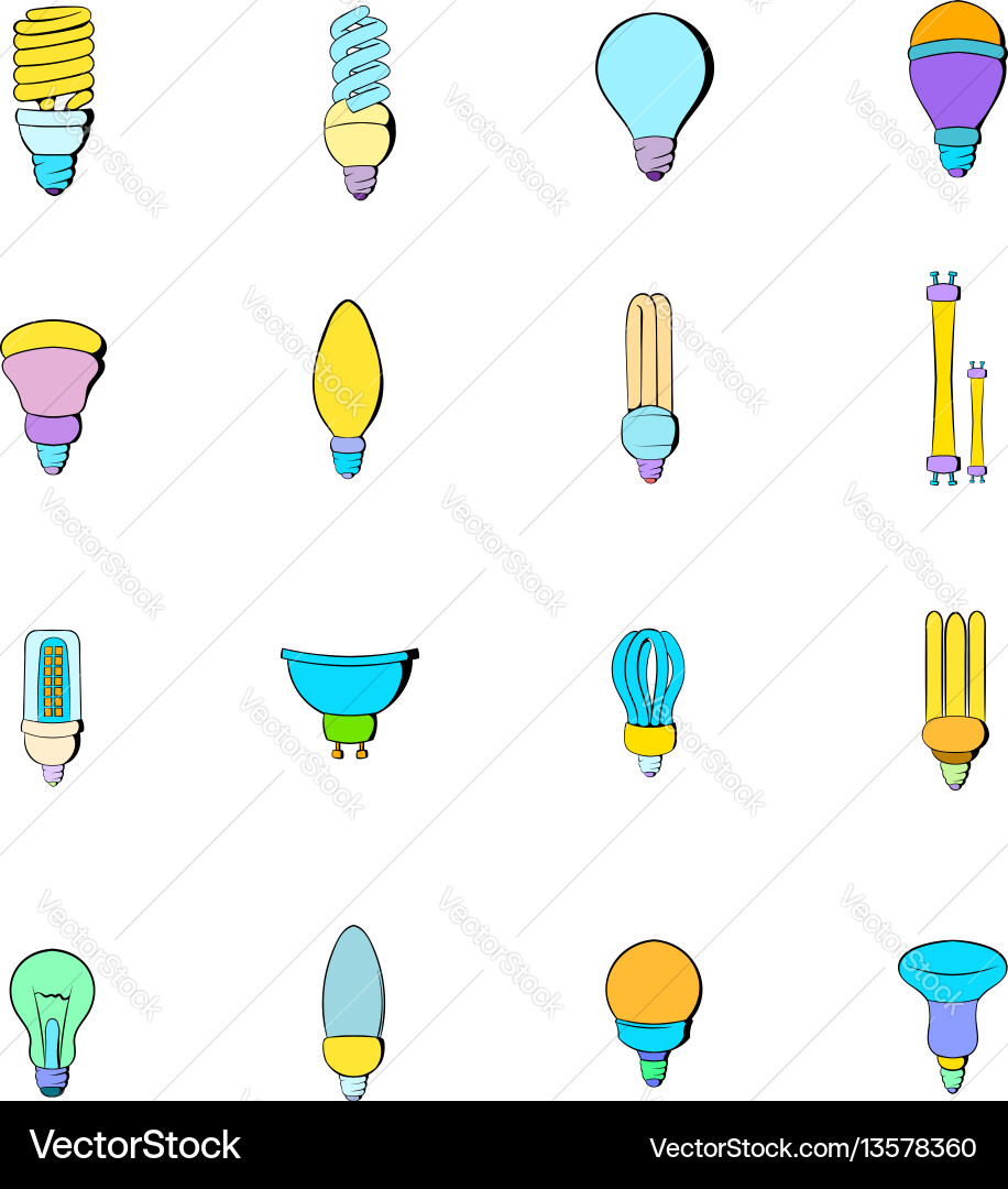 Light bulb icons set cartoon Royalty Free Vector Image