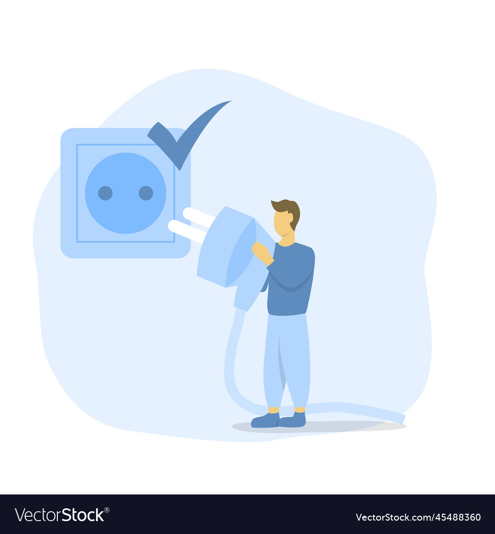 Man unplug appliances saving energy concept Vector Image Man unplug appliances saving energy concept Vector Image