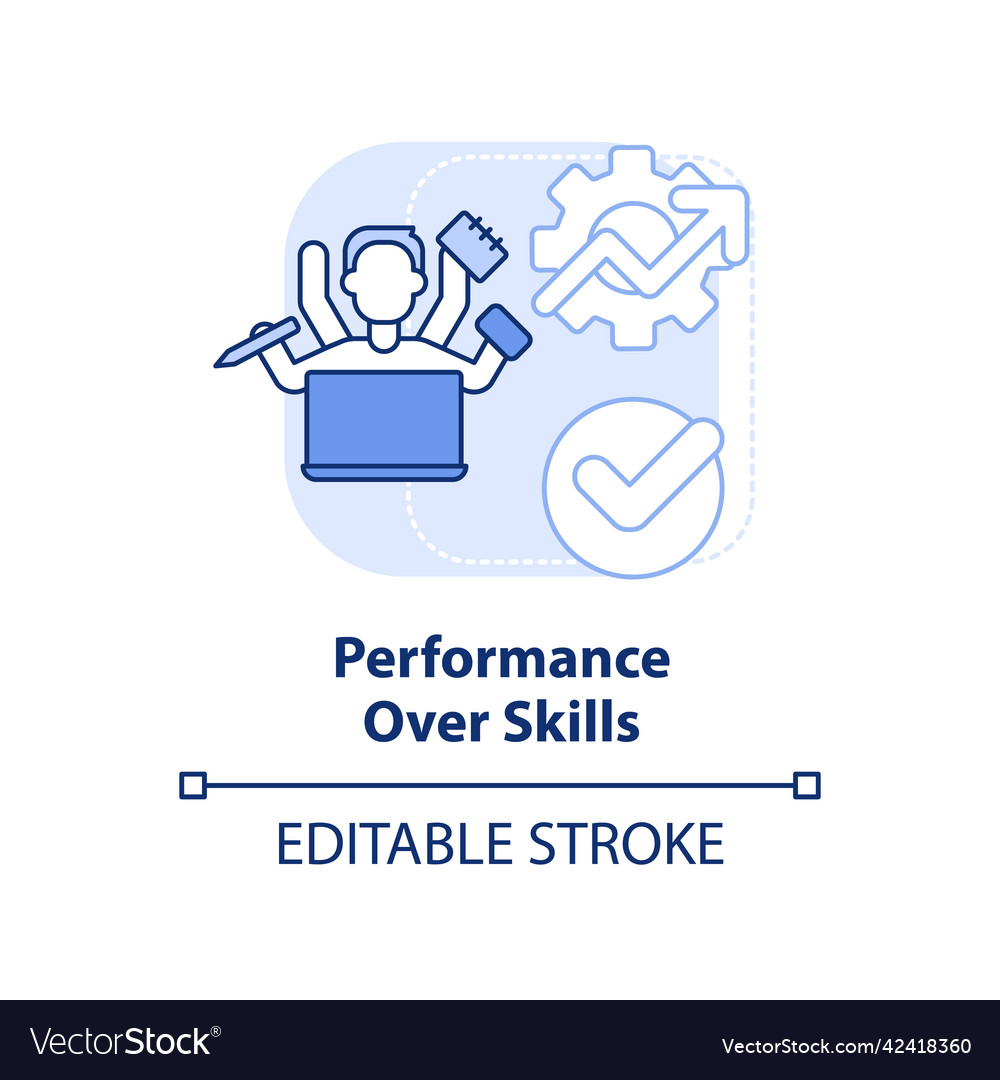 Performance over skills light blue concept icon Vector Image Performance over skills light blue concept icon Vector Image