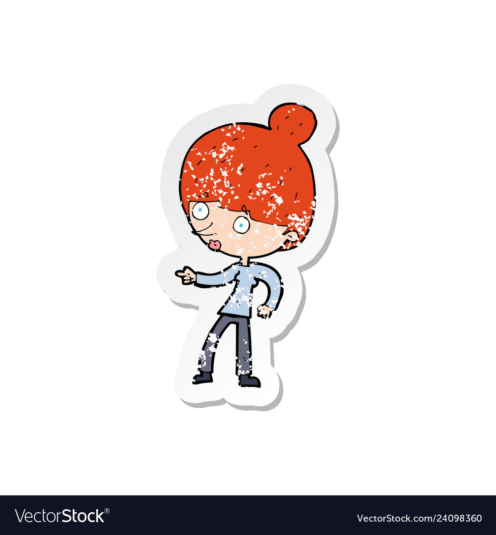 Retro distressed sticker of a cartoon woman Vector Image